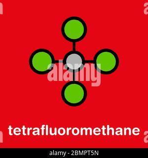 Tetrafluoromethane (carbon tetrafluoride, CF4) greenhouse gas molecule ...
