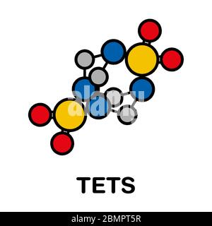 Tetramethylenedisulfotetramine (TETS) rodenticide molecule. Stylized ...