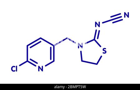 Thiacloprid insecticide molecule (neonicotinoid class). Stylized ...