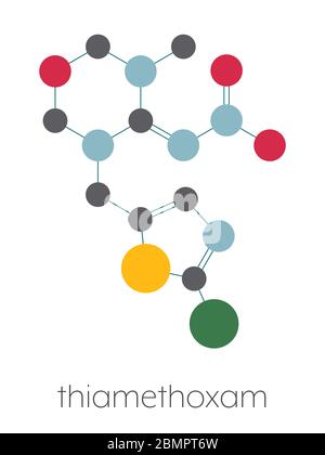 Thiamethoxam insecticide molecule (neonicotinoid class). Stylized ...