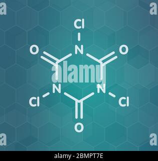 Trichloroisocyanuric acid (TCCA) molecule. Used as swimming pool ...