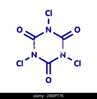 Trichloroisocyanuric acid (TCCA) molecule. Used as swimming pool ...