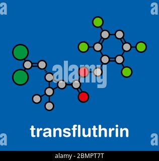 Transfluthrin insecticide molecule. Skeletal formula Stock Photo - Alamy