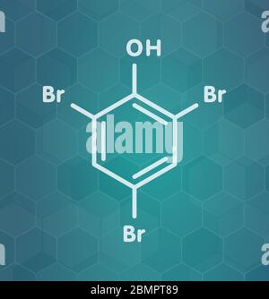 Tribromophenol (TBP, 2,4,6-Tribromophenol) molecule. Used as fungicide ...