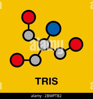 Tris buffering agent molecule. Also known as tromethamine. Stylized ...