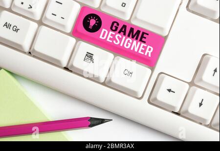 Handwriting text writing Game Designer. Concept meaning Campaigner Pixel Scripting Programmers ...