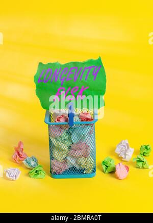 Word writing text Longevity Risk. Business concept for Potential threat ...