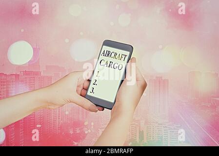 Text sign showing Aircraft Cargo, Business idea Freight Carrier Airmail ...