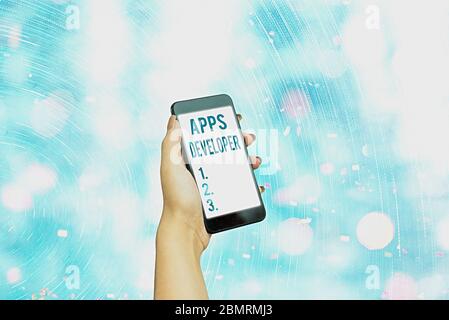 Conceptual hand writing showing Apps Developer. Concept meaning Graphic artist Software ...