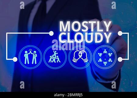 Handwriting text Mostly Cloudy, Conceptual photo Shadowy Vaporous Foggy ...