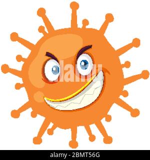 Single virus cell with scary face on white background Stock Vector ...