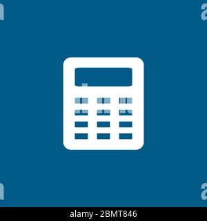 Calculator icon. Flat icon on blue background Stock Photo - Alamy