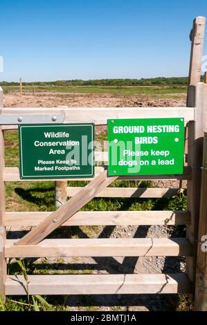 Conservation Area ground nesting birds sign, Iken, Suffolk, UK Stock ...