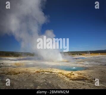 Geyser in Yellowstone National Park in Wyoming Stock Photo - Alamy