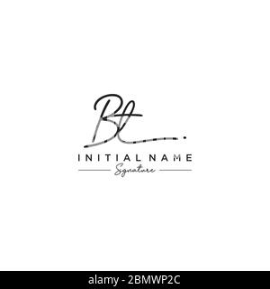 B T BT Initial letter handwriting and signature logo. A concept ...