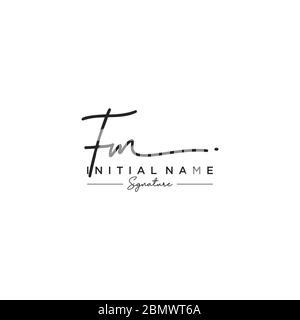 F M FM Initial letter handwriting and signature logo. A concept ...