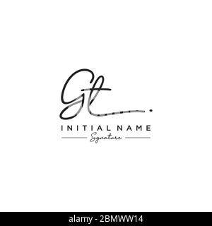 G T GT Initial letter handwriting and signature logo. A concept ...
