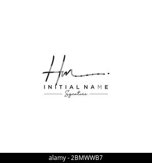 HM signature logo template vector. Hand drawn Calligraphy lettering ...