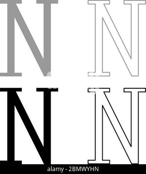 Nu greek symbol capital letter uppercase font icon black color vector ...