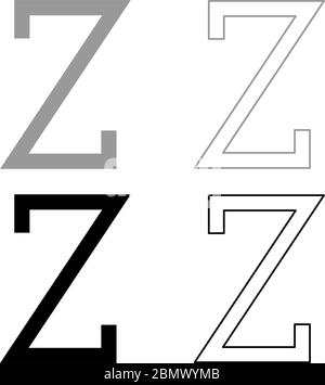 Zeta greek symbol capital letter uppercase font icon outline set white ...