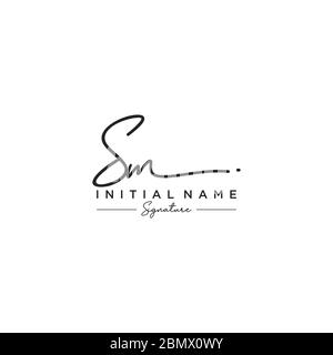 Initial letter SM logo template colored silver blue design for business ...