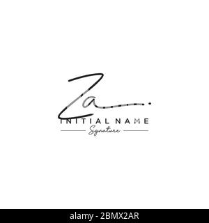 Z A ZA Initial letter handwriting and signature logo. A concept ...
