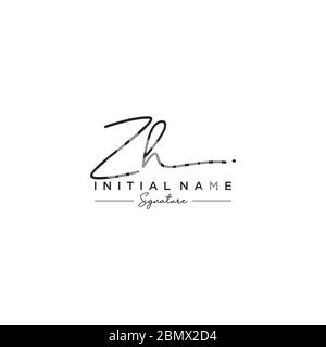 Z H ZH Initial letter handwriting and signature logo. A concept ...