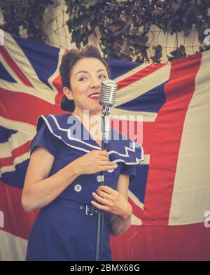 Female singer performing at The 1940's Day at The Valley Gardens ...