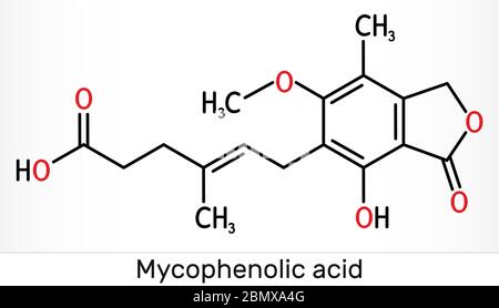 Structure of mycophenolate (mycophenolic acid) immunosuppressive drug ...