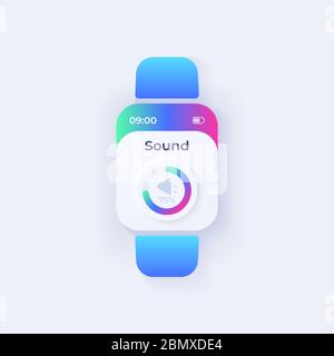 Sound parameter smartwatch interface vector template. Mobile app ...
