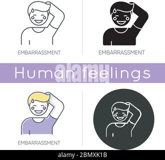 Embarrassment black icon, vector sign on isolated background ...