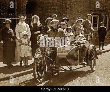 A vintage 1920s BSA motorcycle and sidecar, registration YO 5331 Stock ...