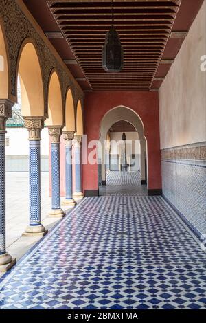 arabic arcade colonnade portico with wooden ceiling with ornaments ...