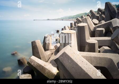 Concrete dolosse (plural of dolos) on the North Wales Coast, giant ...
