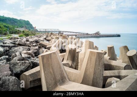 Concrete dolosse (plural of dolos) on the North Wales Coast, giant ...