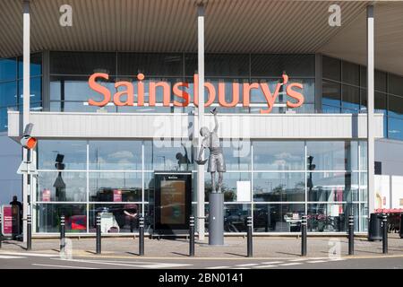 Irvine, Scotland, UK - May 11, 2020: Tesco Extra Store before the rush ...