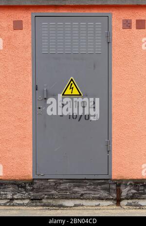 Power utility box on a power transformer in substation switchyard Stock ...