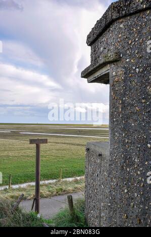 WW2 Military pill box fuel dump on sea wall at Freiston Shore Nature ...