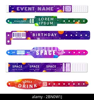 Event bracelets. Party festival entrance paper wristbands. Concert ...