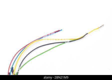 Copper cables of various colors, transmission of electric current ...