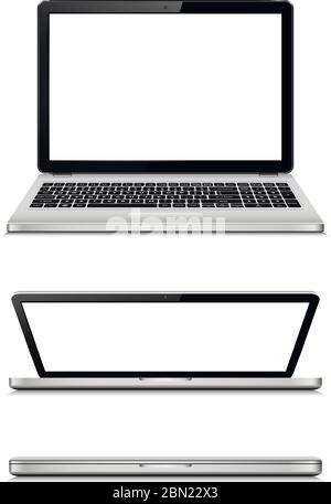 Open and closed laptop. Laptop lid opening stages Stock Vector Image ...