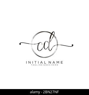 C D CD Initial letter handwriting and signature logo. Beauty vector ...