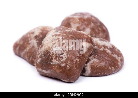 Group of chocolate gingerbread cookies isolated on white background ...