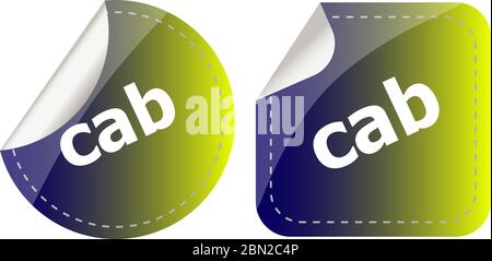 cab word stickers set, web icon button Stock Photo - Alamy