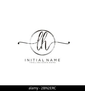 L H LH Initial letter handwriting and signature logo. A concept ...