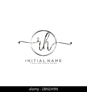 R H RH Initial letter handwriting and signature logo. A concept ...