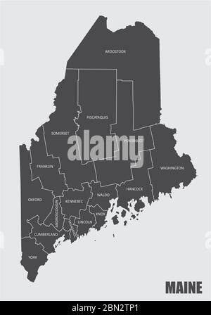 Maine map. Blank vector map of the US State. Borders of Maine for your ...