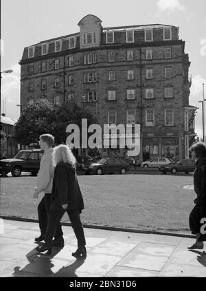 1997, people shopping in a busy Harrogate town centre, North Yorkshire ...
