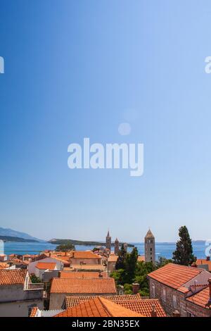 Aerial view of old town of Rab on the Island of Rab, Croatia Stock ...