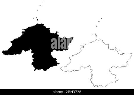 Yantai City (People's Republic of China, Shandong Province) map vector ...